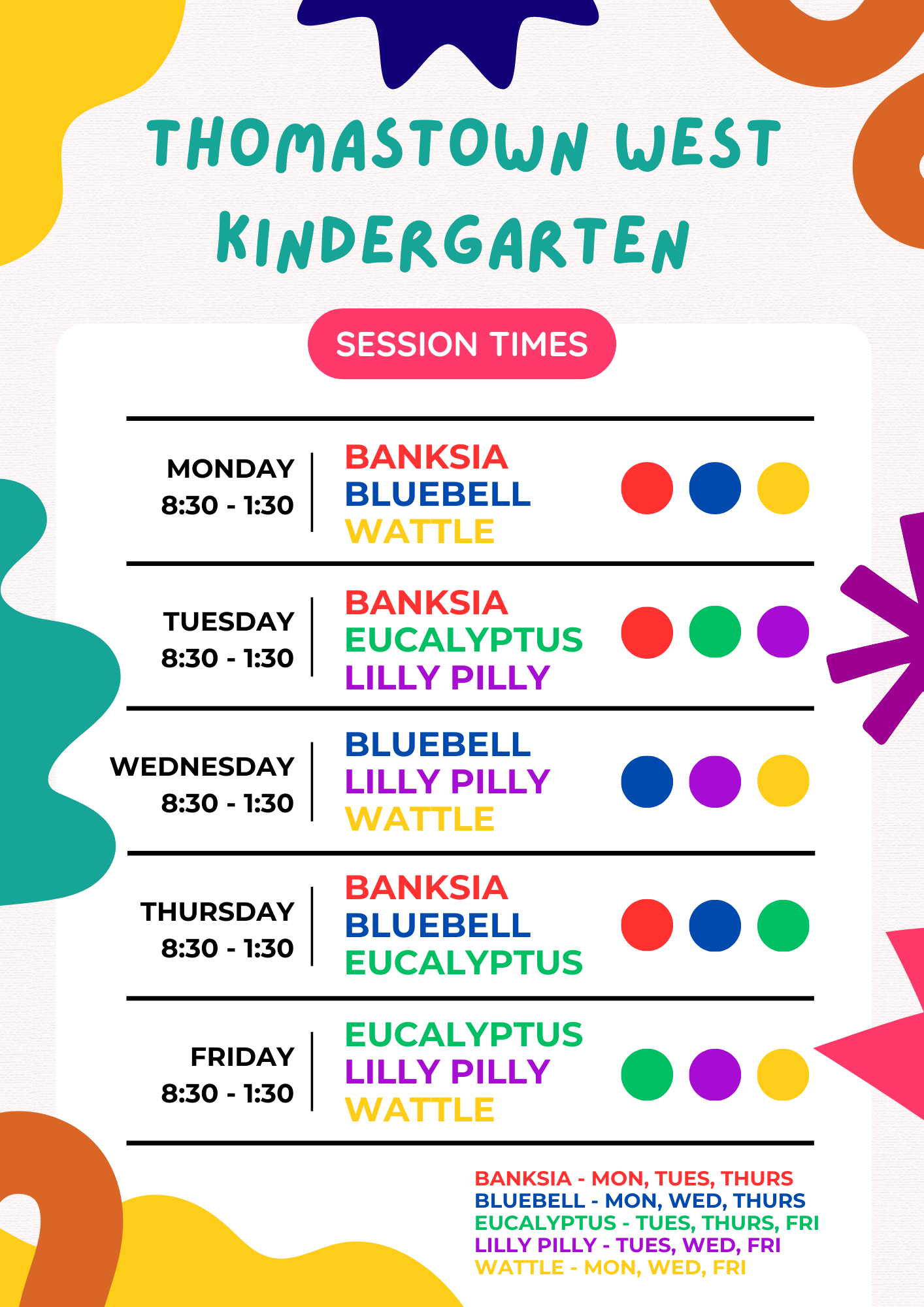 Session Times – Thomastown West Kindergarten